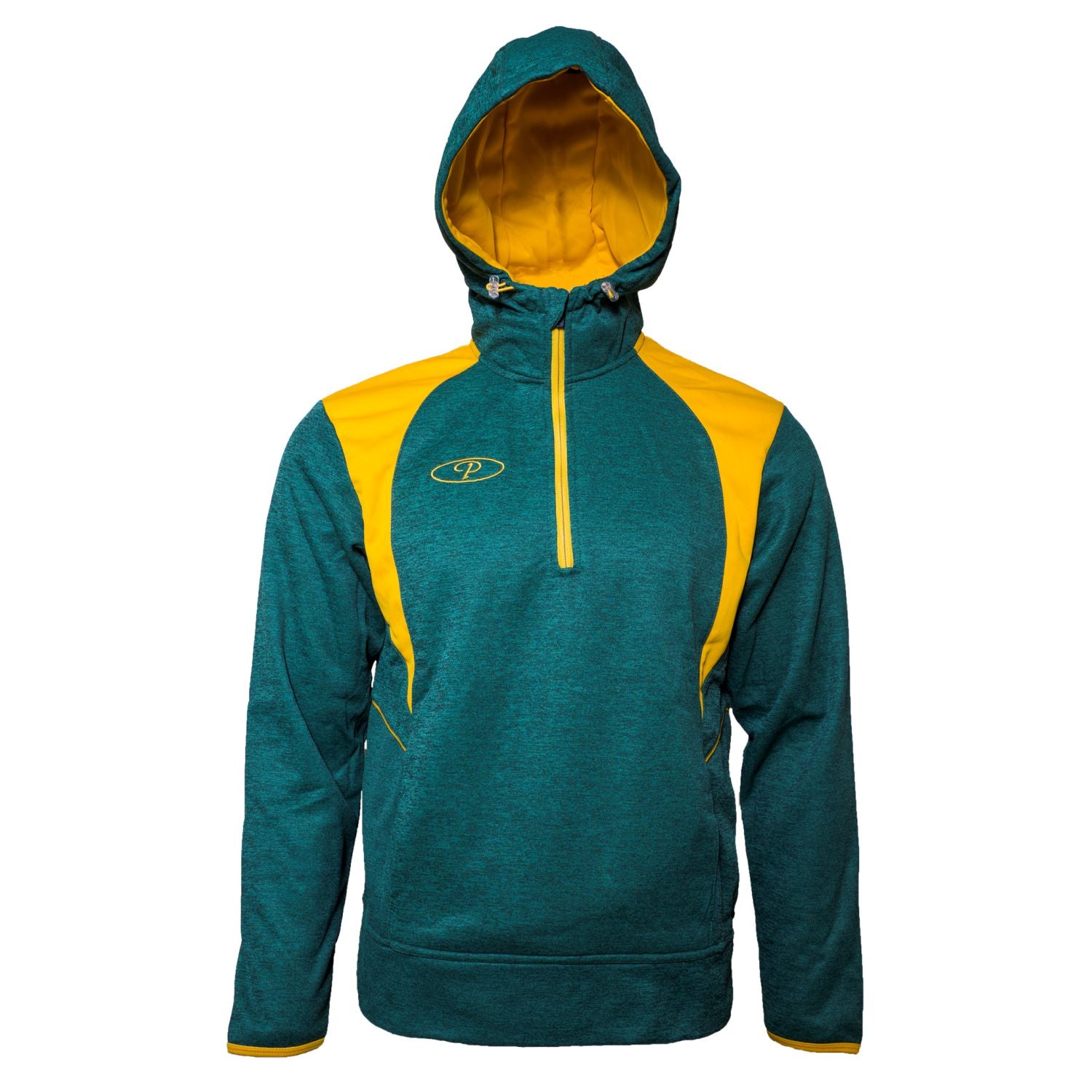Mens Atletico Half-Zip Fleece Hoodie Bottle/Gold